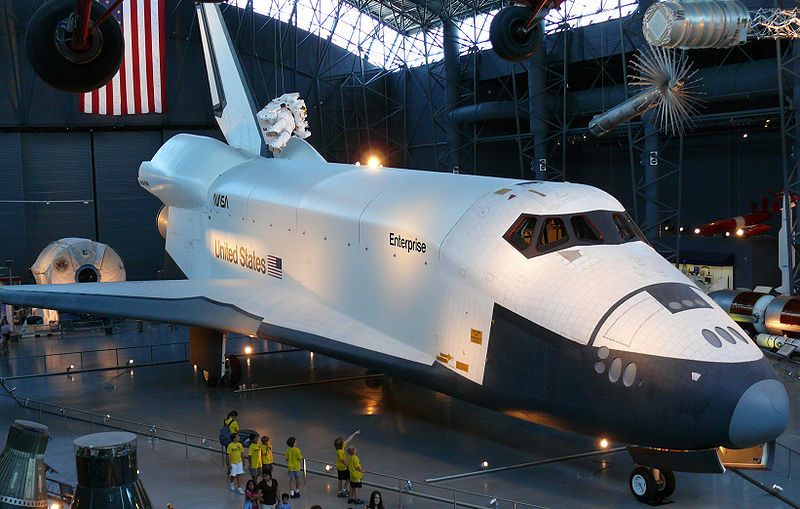 NASA’s prototype shuttle Enterprise on display at the Smithsonian ...