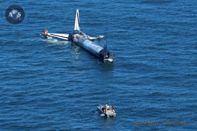 Teams Recover, Tow Floating Falcon 9 Rocket into Port Canaveral ...