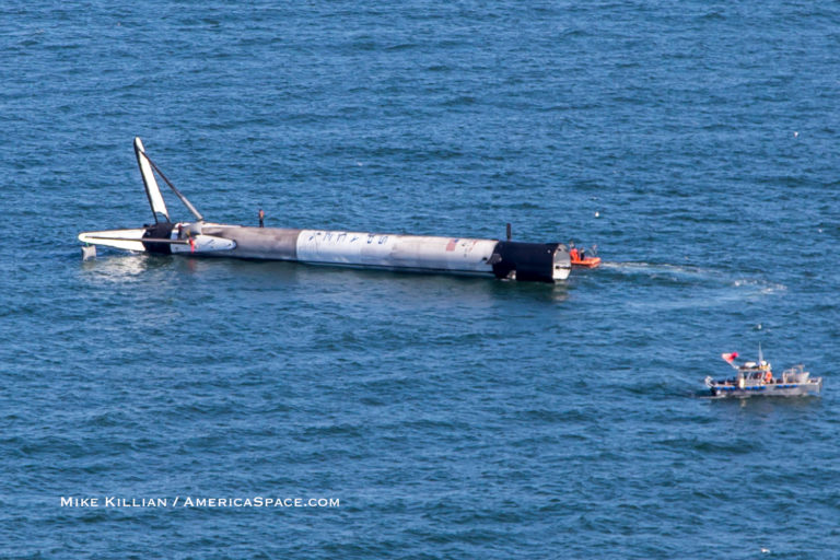 Teams Recover, Tow Floating Falcon 9 Rocket into Port Canaveral ...