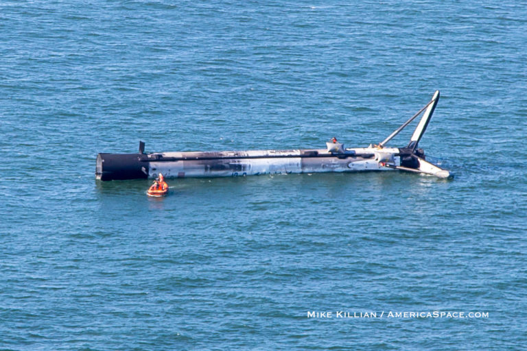 Teams Recover, Tow Floating Falcon 9 Rocket into Port Canaveral ...