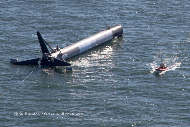 Teams Recover, Tow Floating Falcon 9 Rocket into Port Canaveral ...