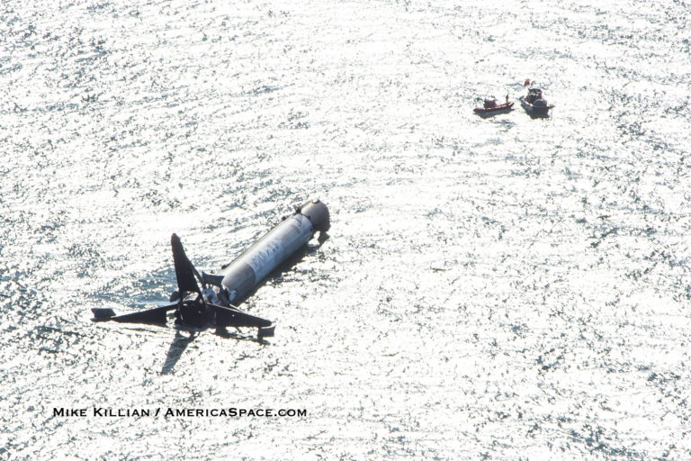 Teams Recover, Tow Floating Falcon 9 Rocket into Port Canaveral ...